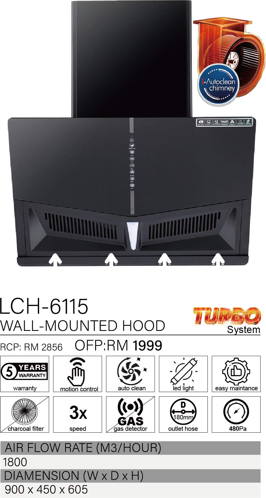 LCH-6115 Wall-Mounted Hood - Levanzo