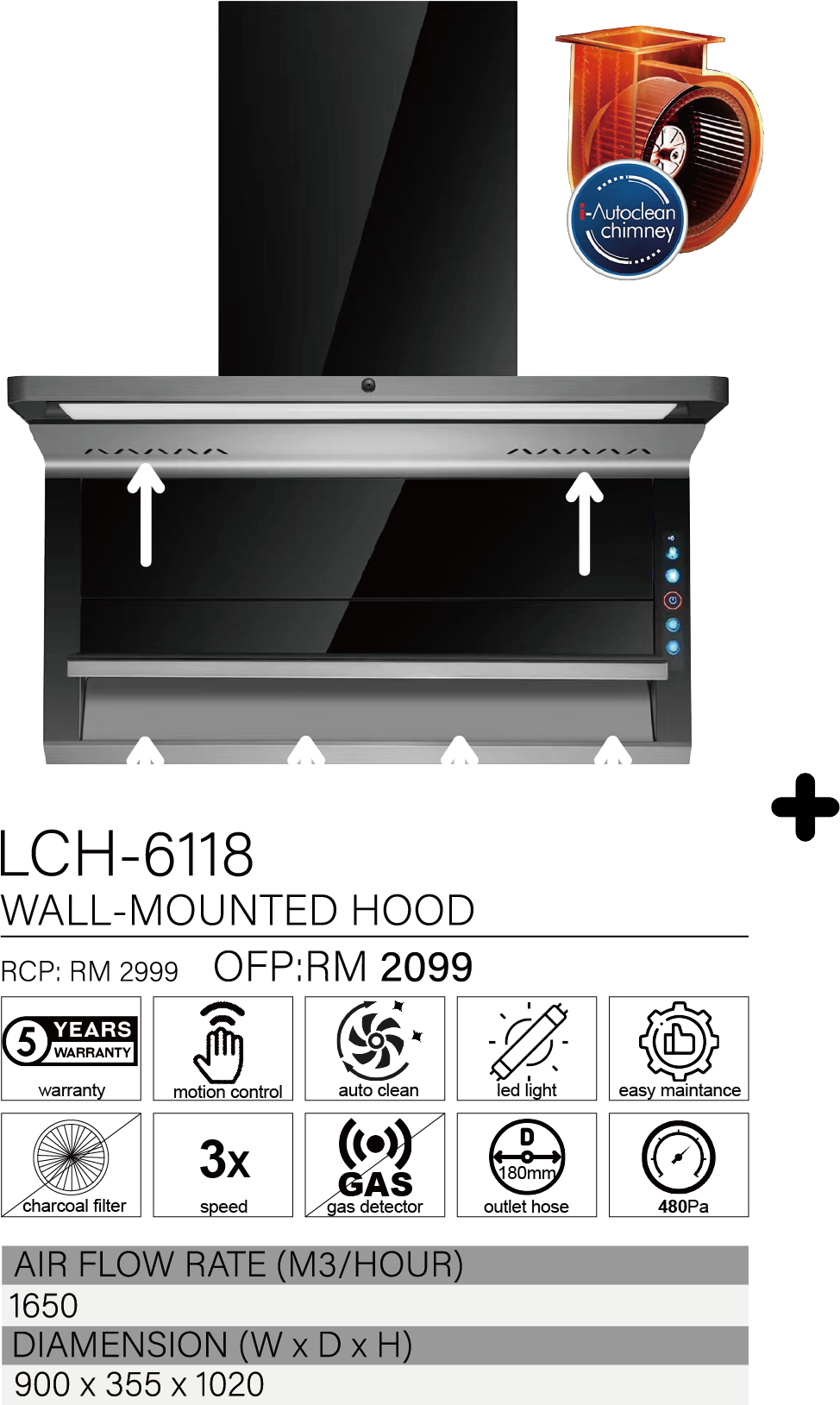 LCH-6118 Wall-Mounted Hood - Levanzo